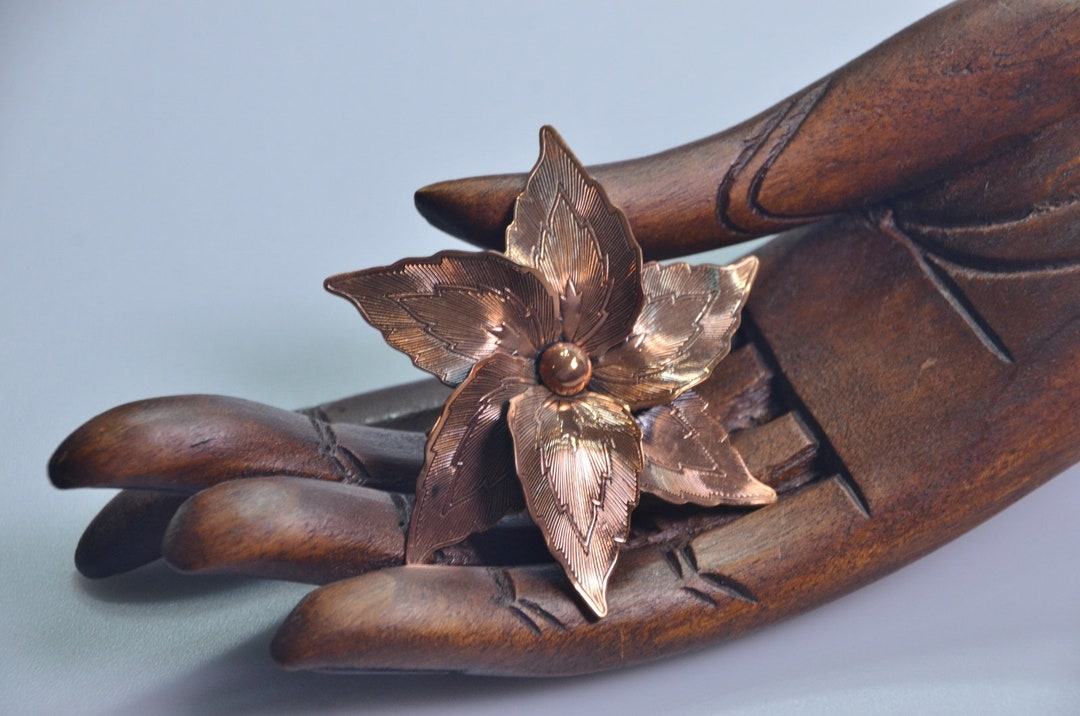 Copper Pinwheel Flower Brooch Pin Vintage Jb24-7 - Etsy