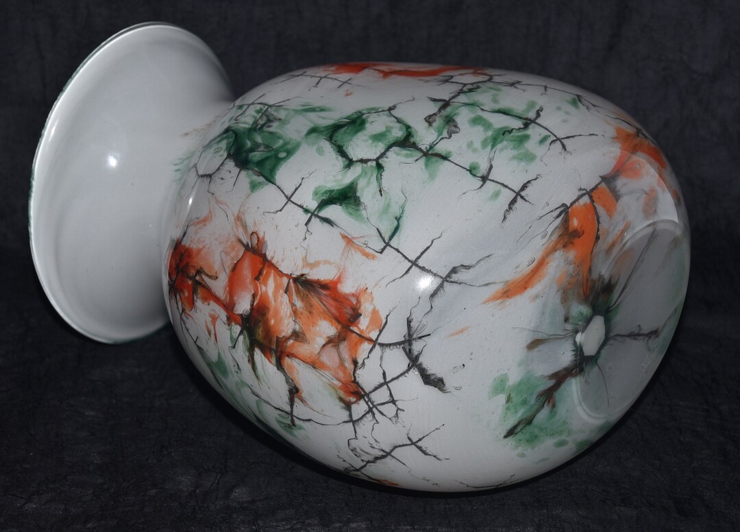 Art Glass Vase Signed HUGE Cased Glass Signed JABLONSKI Vase 10-1/4 ...