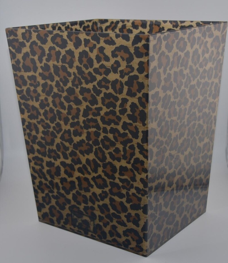 Leopard Cheetah Waste Basket Vintage Croscil 1980s Animal Print Eb4910 ...