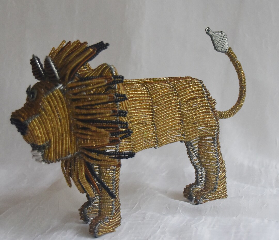 LION Beaded Wire Swaziland 8" Length Overall With Tail Vintage Eb4719 ...