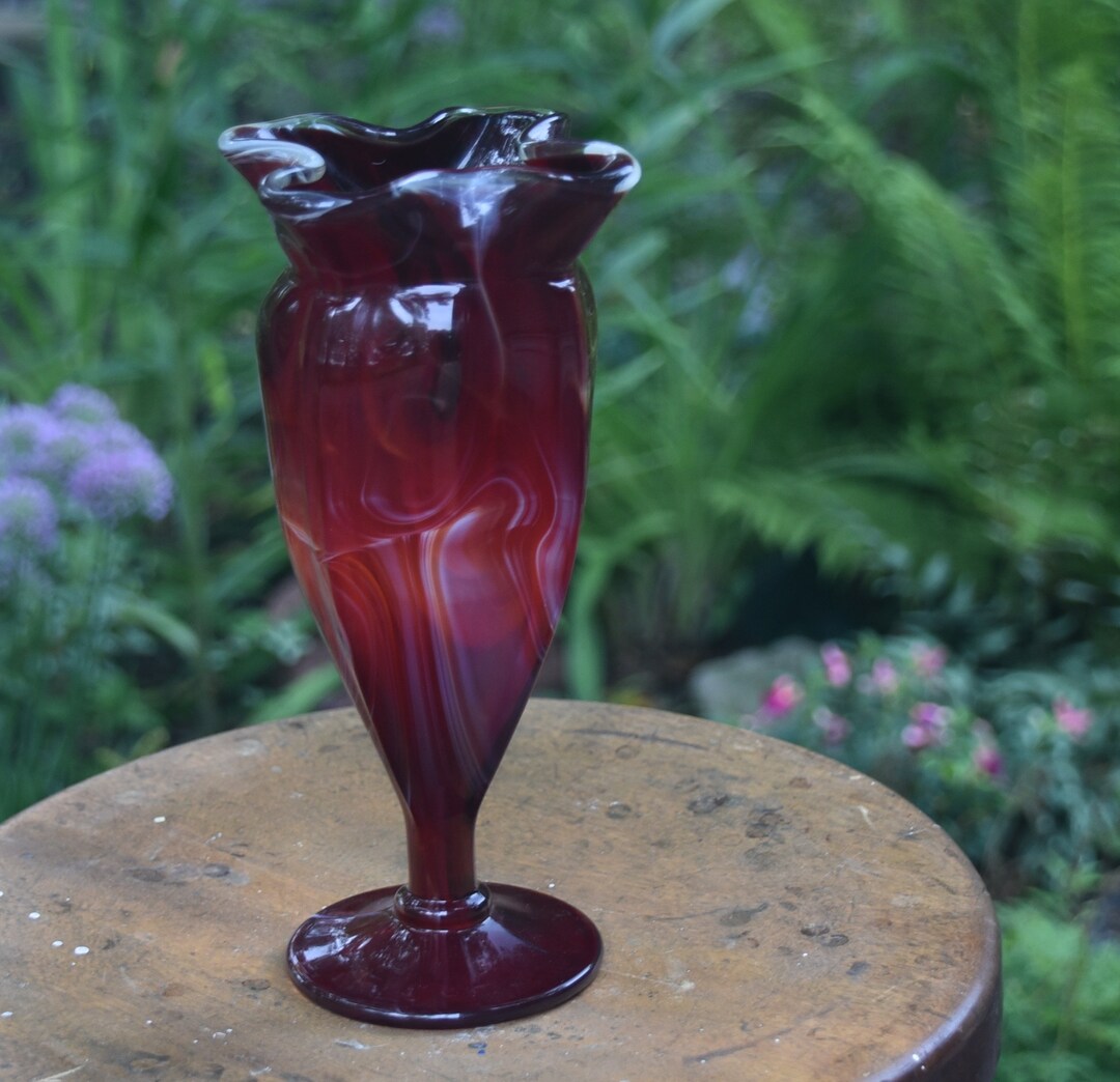 Imperial Glass RARE Red Slag Vase Pedestal Heavy 9.375" Tall Eb4743 - Etsy