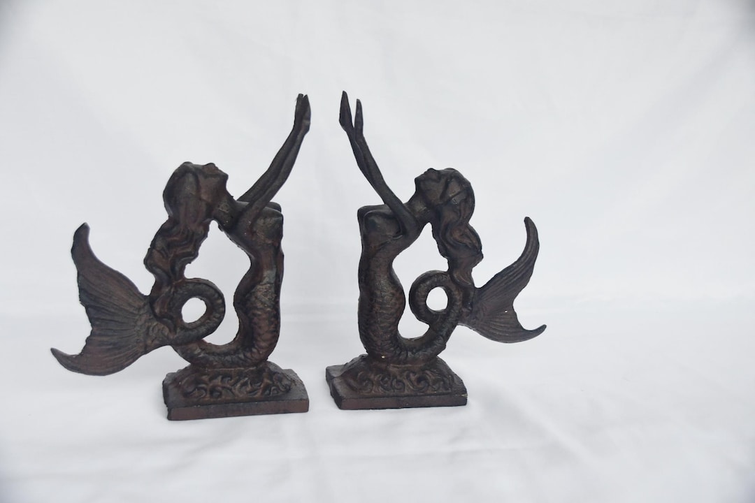 Mermaid Bookends Pair 9 Tall Very Heavy Cast Iron Eb4842 - Etsy