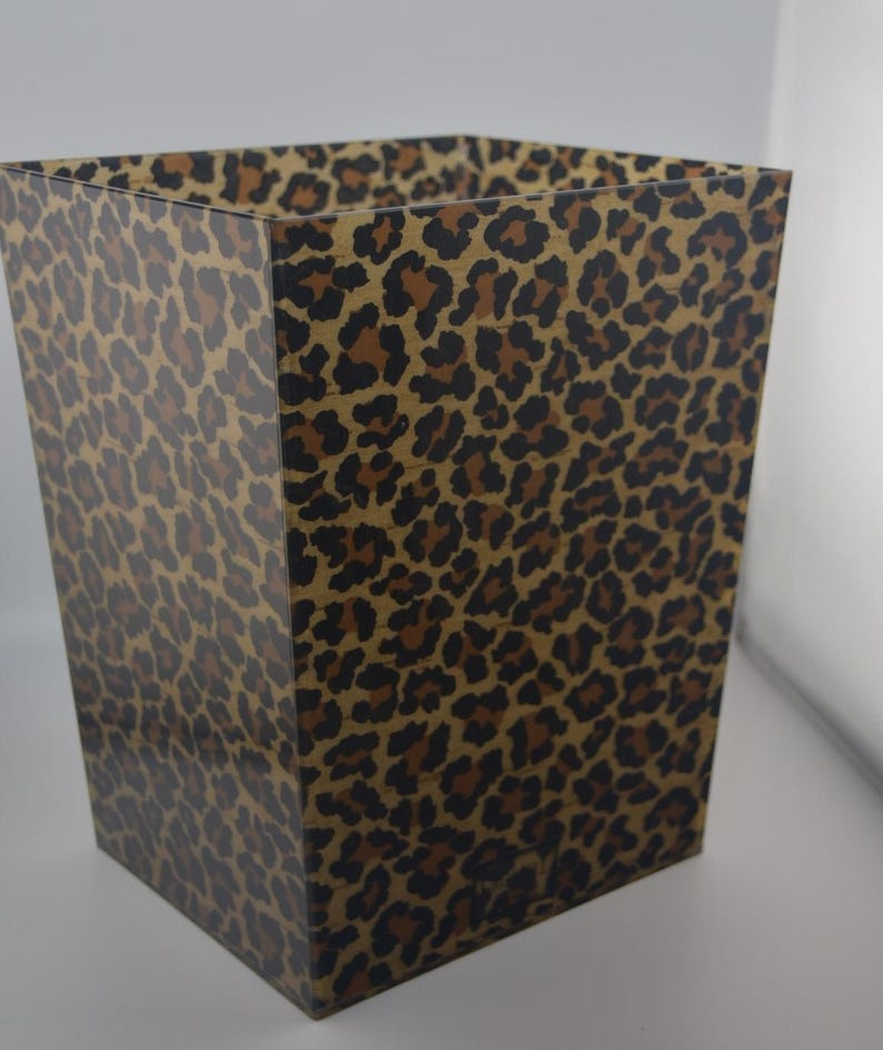 Leopard Cheetah Waste Basket Vintage Croscil 1980s Animal Print Eb4910 ...