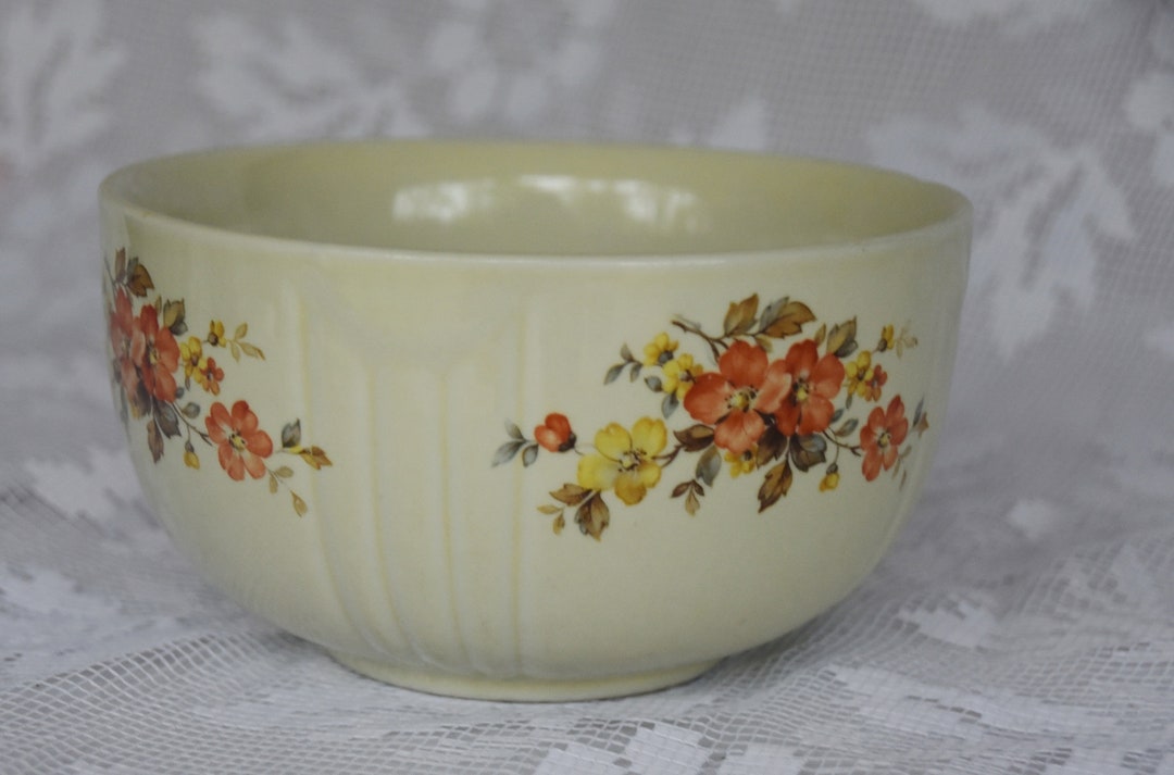 HALLS Kitchenware Bowl Serenade Pattern Orange Yellow Flowers 6 ...