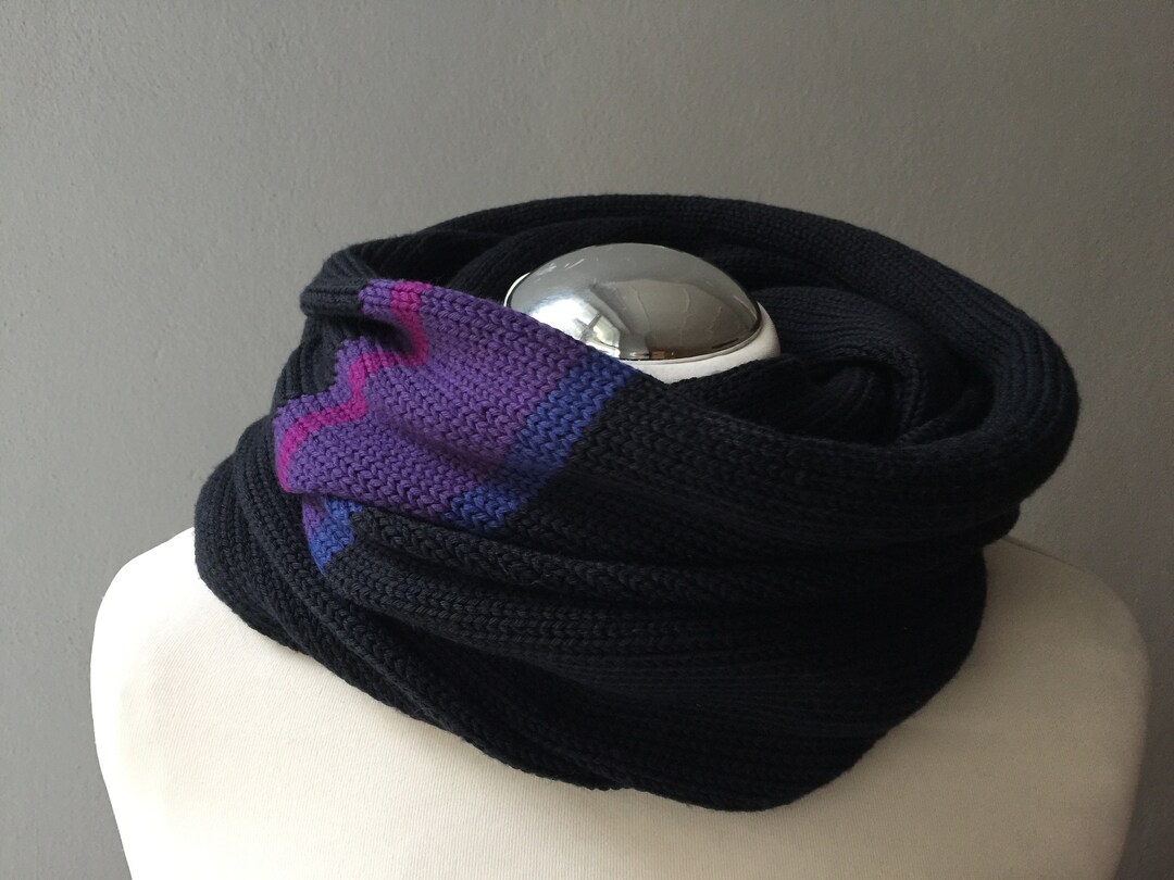 Loop Loop Scarf Round Scarf Made of Pure Wool Black With - Etsy
