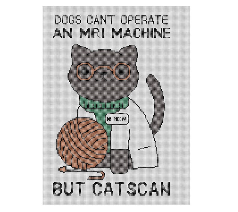 Cat Scan Puns Cross Stitch - Etsy