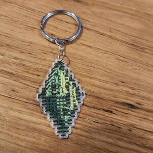 Sims Plumbob Cross Stitched Keychain - Etsy
