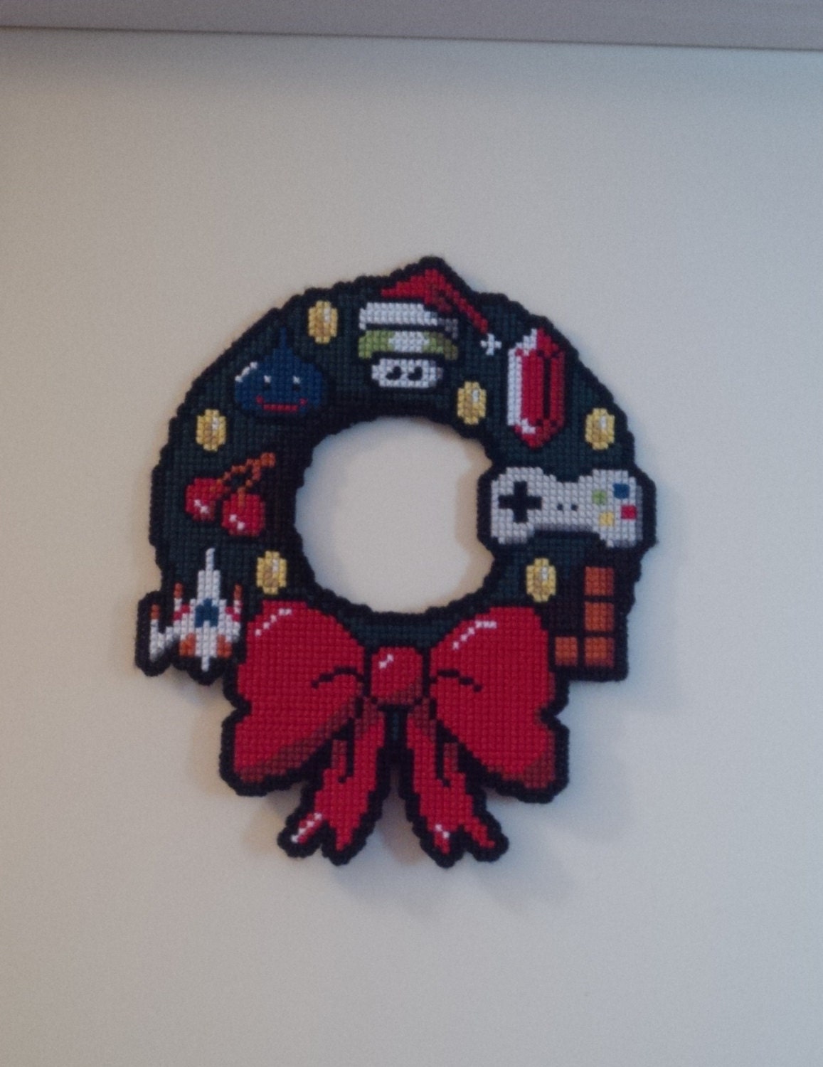 8 Bit Cross Stitch Christmas Wreath - Etsy