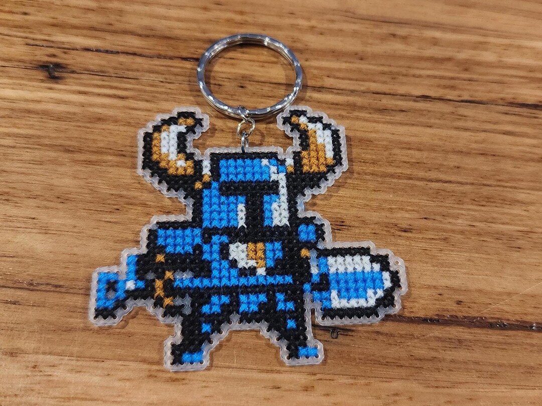 Shovel Knight Cross Stitched Keychain - Etsy