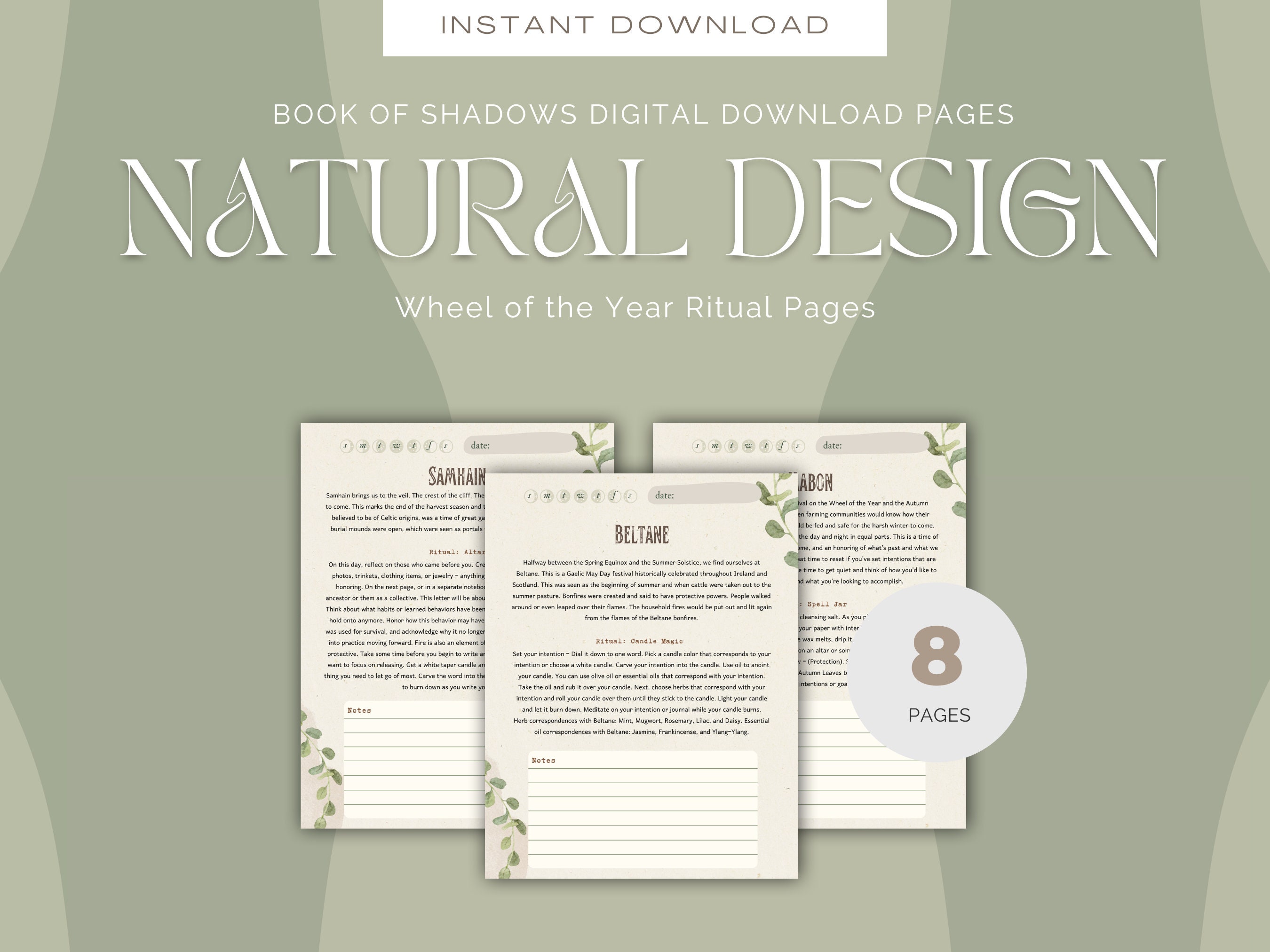 Wheel of the Year Ritual Pages, Digital Download - Etsy
