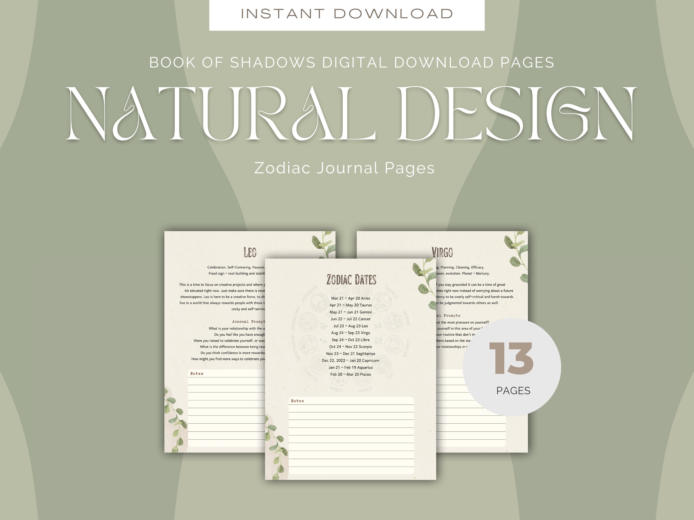 Zodiac Journal Pages, Digital Download - Etsy