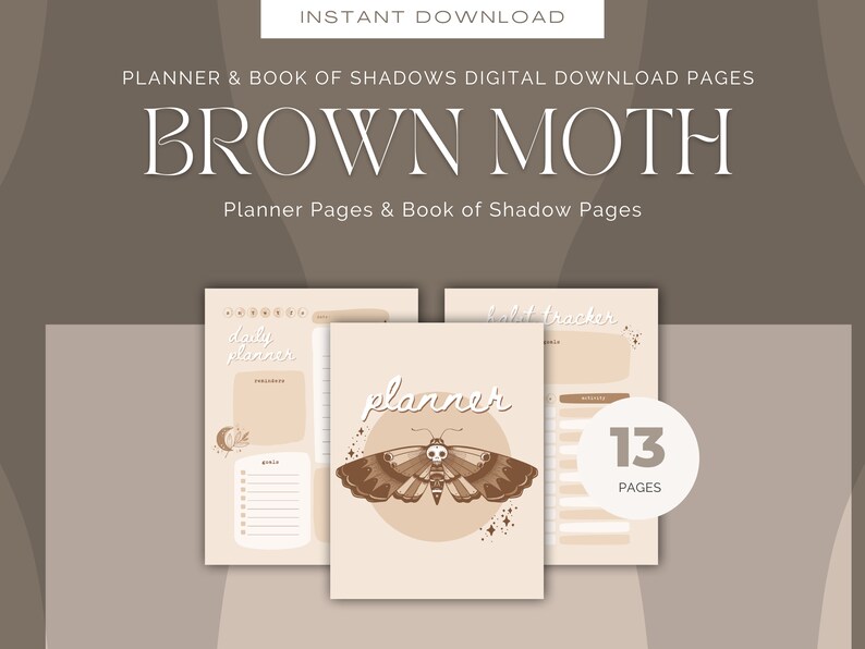 Brown Moth Planner, Witchy Book of Shadow Pages, Digital Download - Etsy