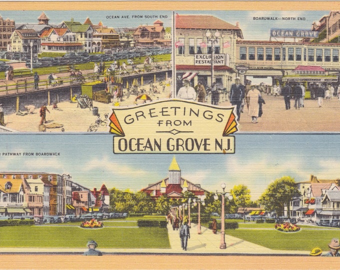 GREETINGS From OCEAN Grove New JERSEY Vintage Postcard From - Etsy