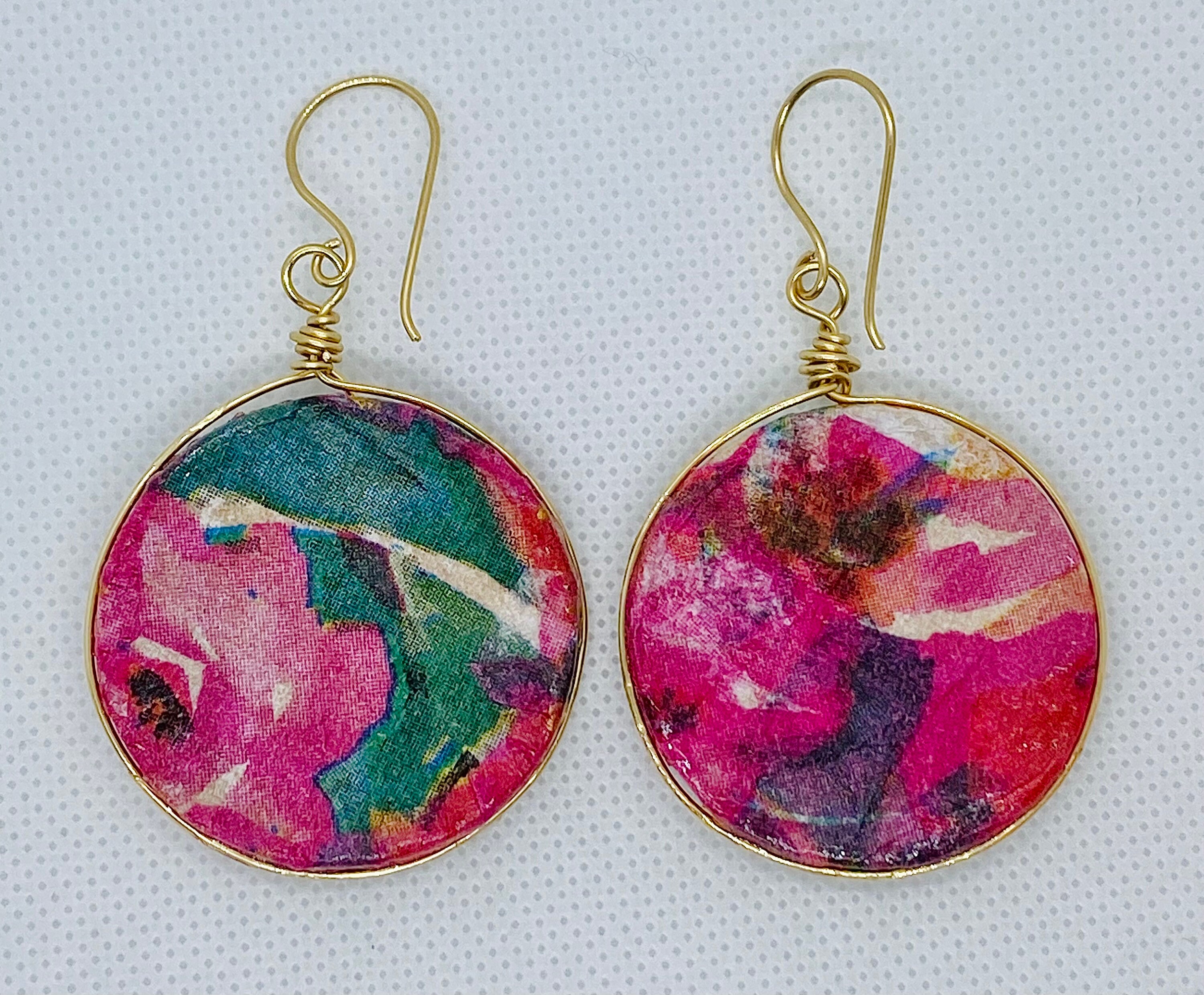 Flower Collage Statement Earrings - Etsy