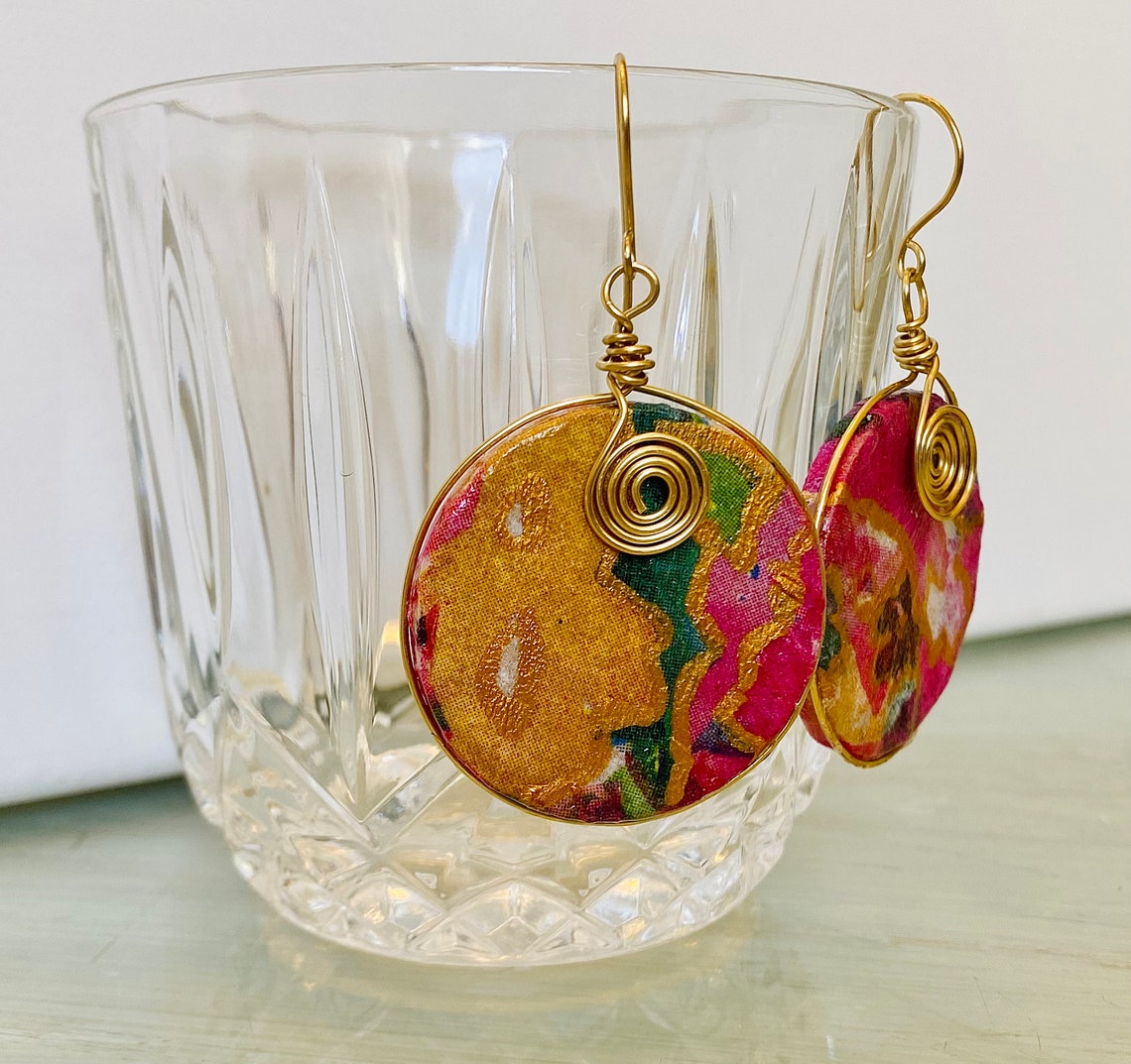 Flower Collage Statement Earrings - Etsy