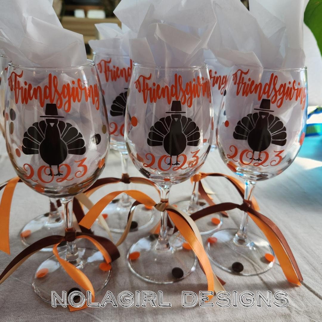 Thanksgiving Personalized Wine Glasses, Gobble Till You Wobble Wine ...