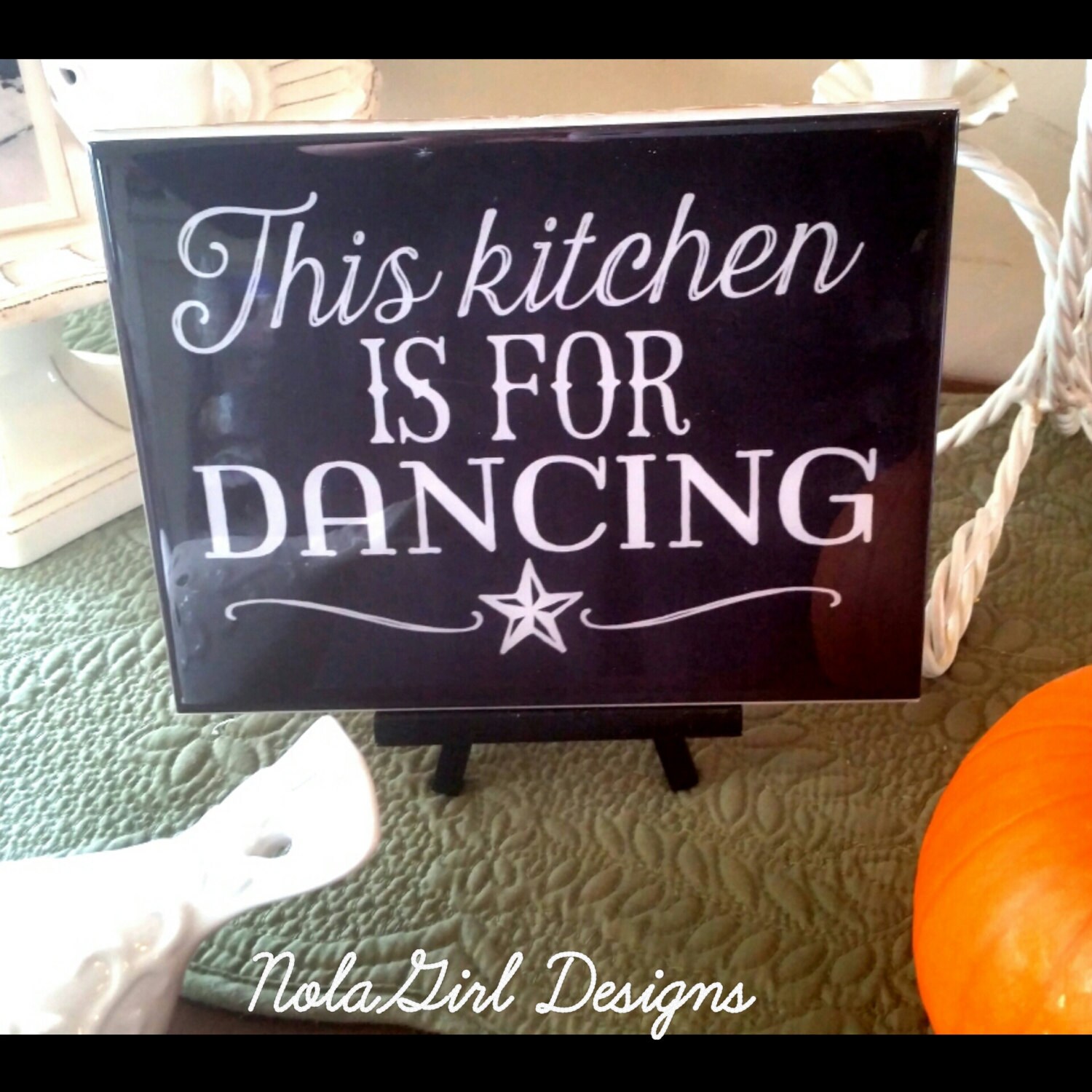 Kitchen DecorationDancing in the kitchen sign black & white | Etsy