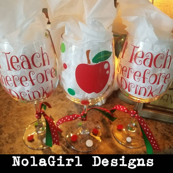 Teacher Wine Glass I Teach Therefore I Drink Stemless Glass Etsy