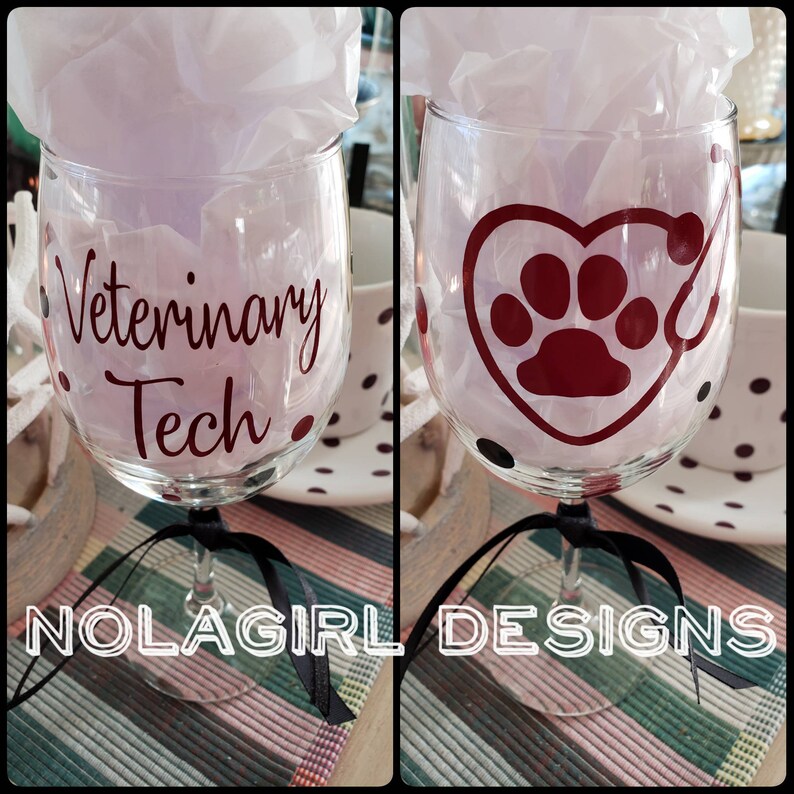 Veterinarian Tech, Veterinarian, Wine Glass, Paws and Stethoscope ...