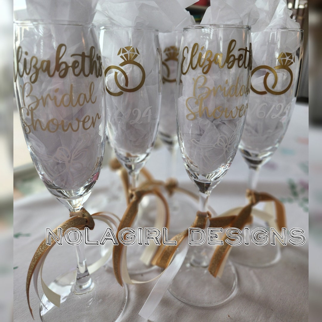 Champagne Glasses Bridal Shower Favors Champagne Flutes Wedding 5724