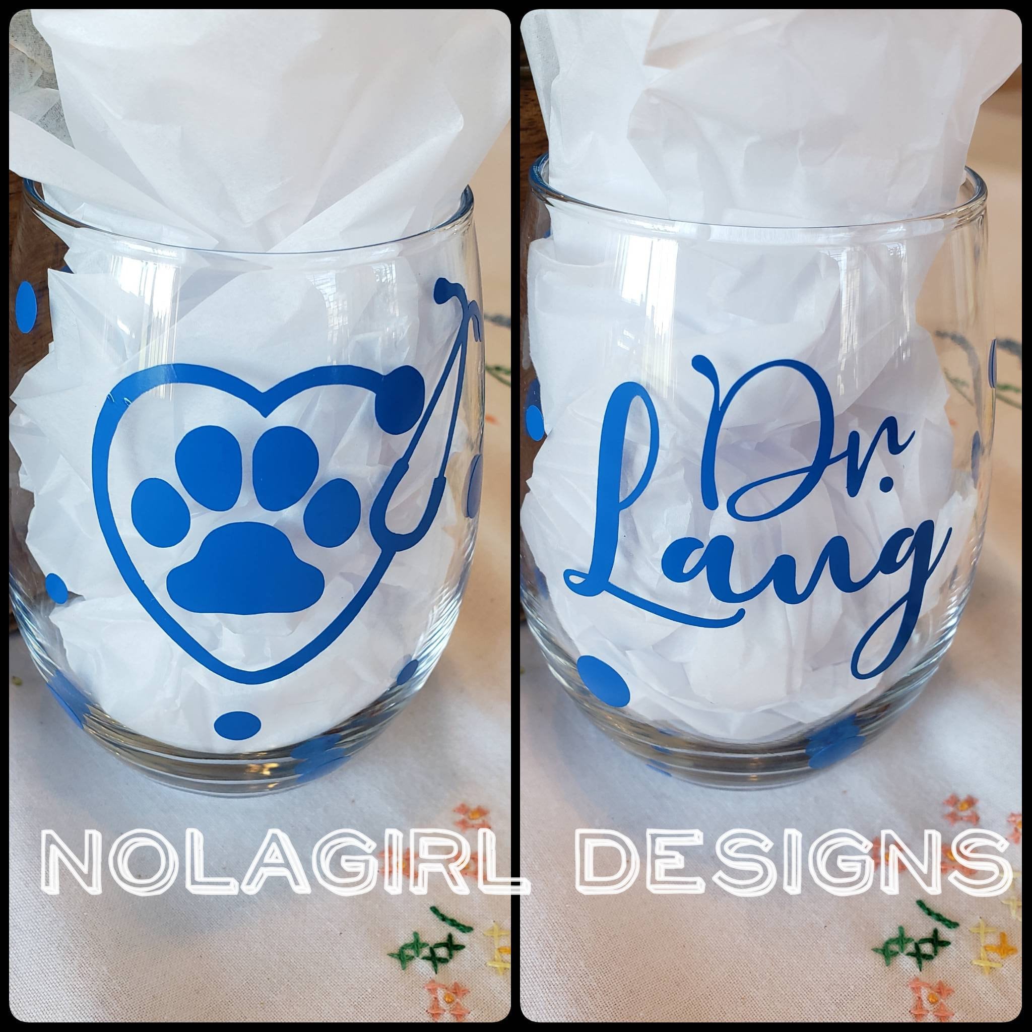 Veterinarian Tech, Veterinarian, Wine Glass, Paws and Stethoscope ...