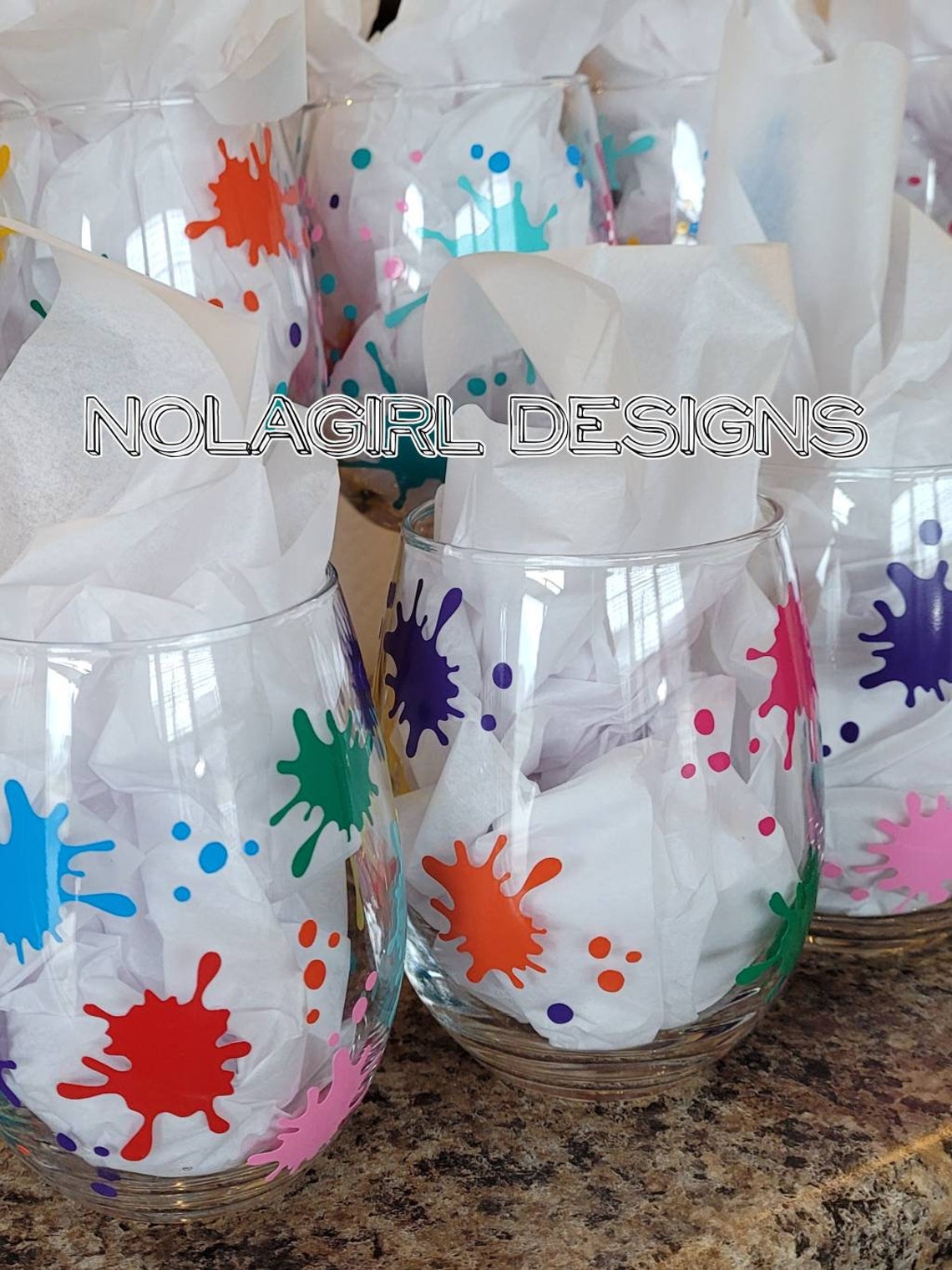 Personalized Paint Splatter Wine Glass: Ladies Night Favors - Etsy
