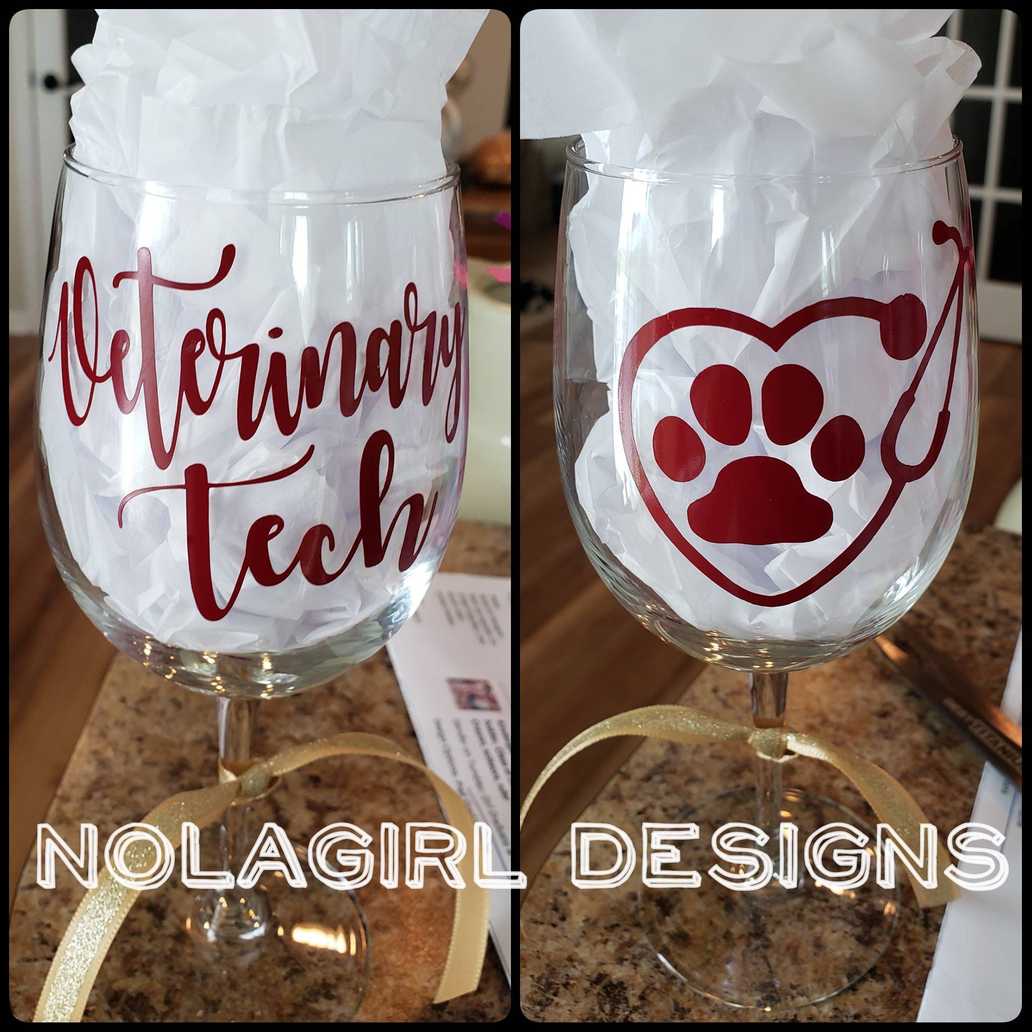 Veterinarian Tech, Veterinarian, Wine Glass, Paws and Stethoscope ...