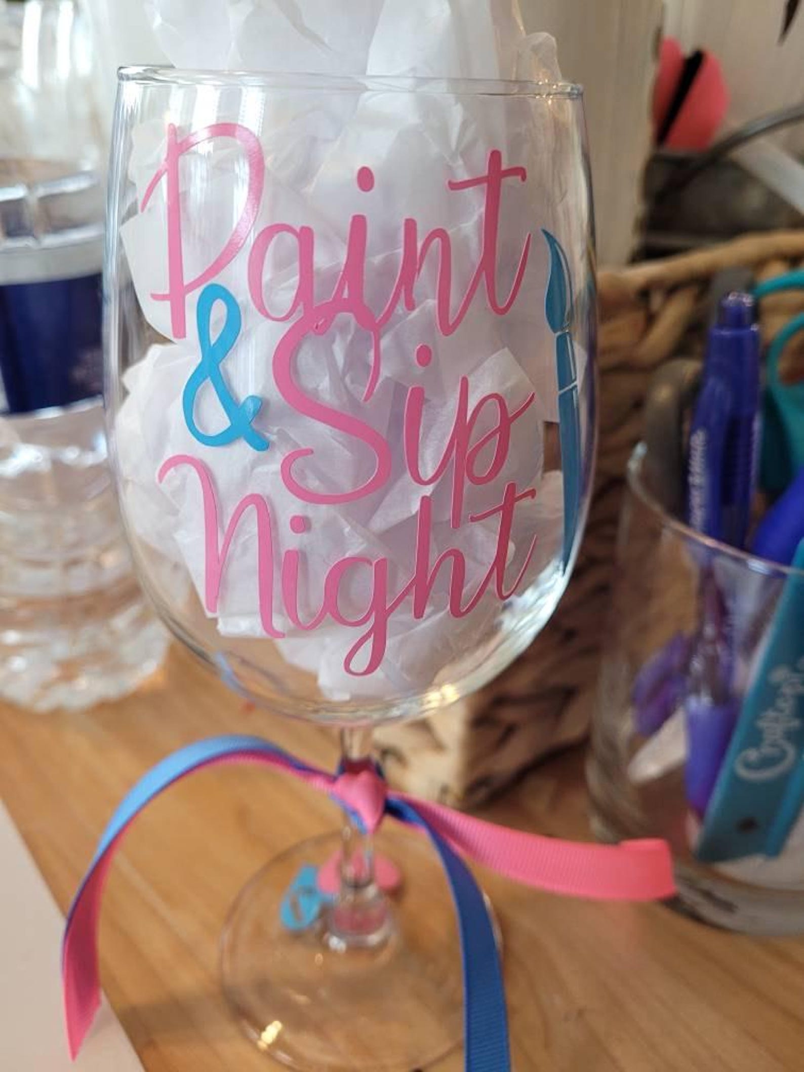 Personalized Paint Splatter Wine Glass: Ladies Night Favors - Etsy