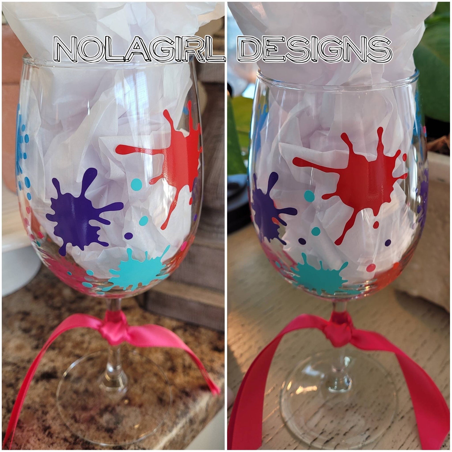 Personalized Paint Splatter Wine Glass: Ladies Night Favors - Etsy