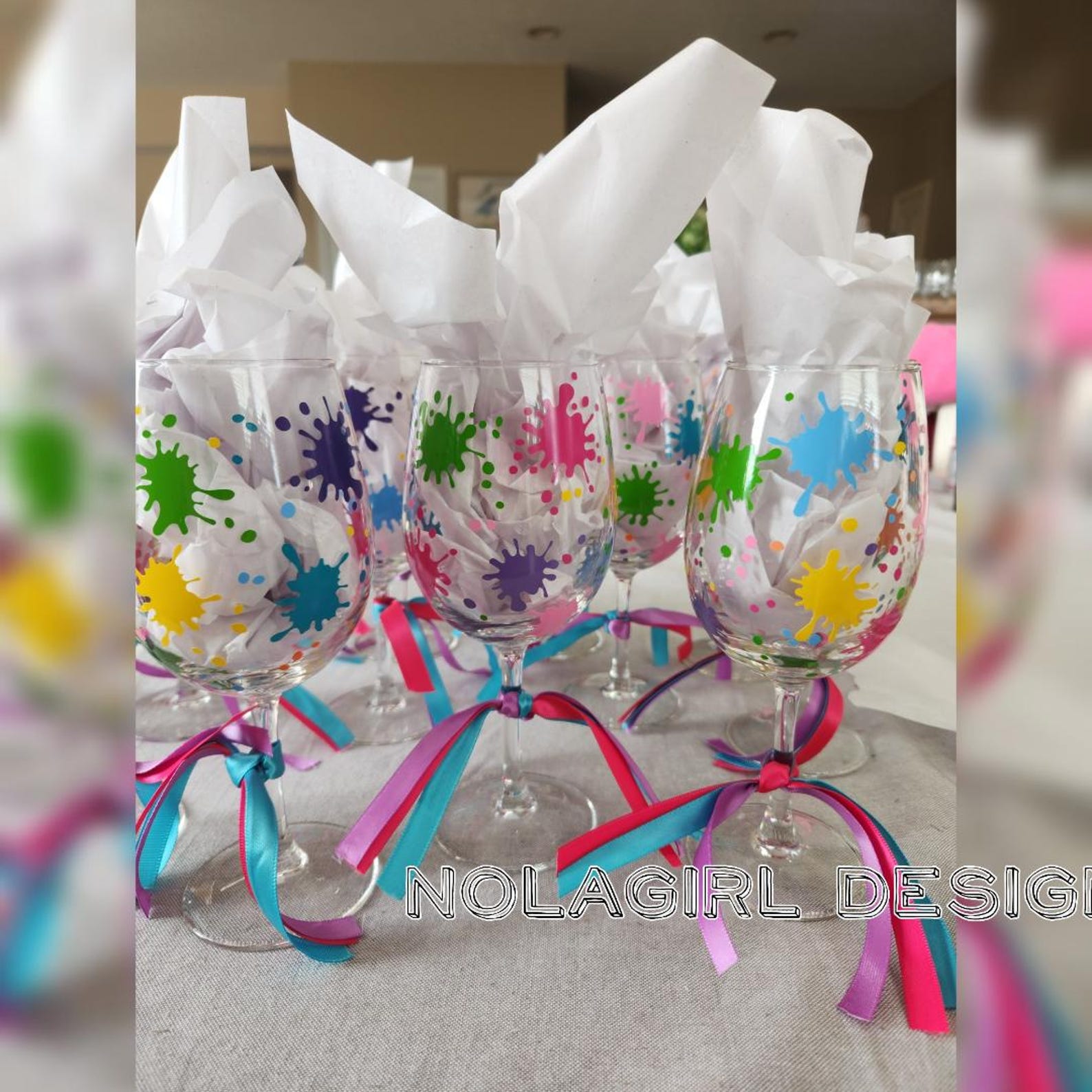 Personalized Paint Splatter Wine Glass: Ladies Night Favors - Etsy
