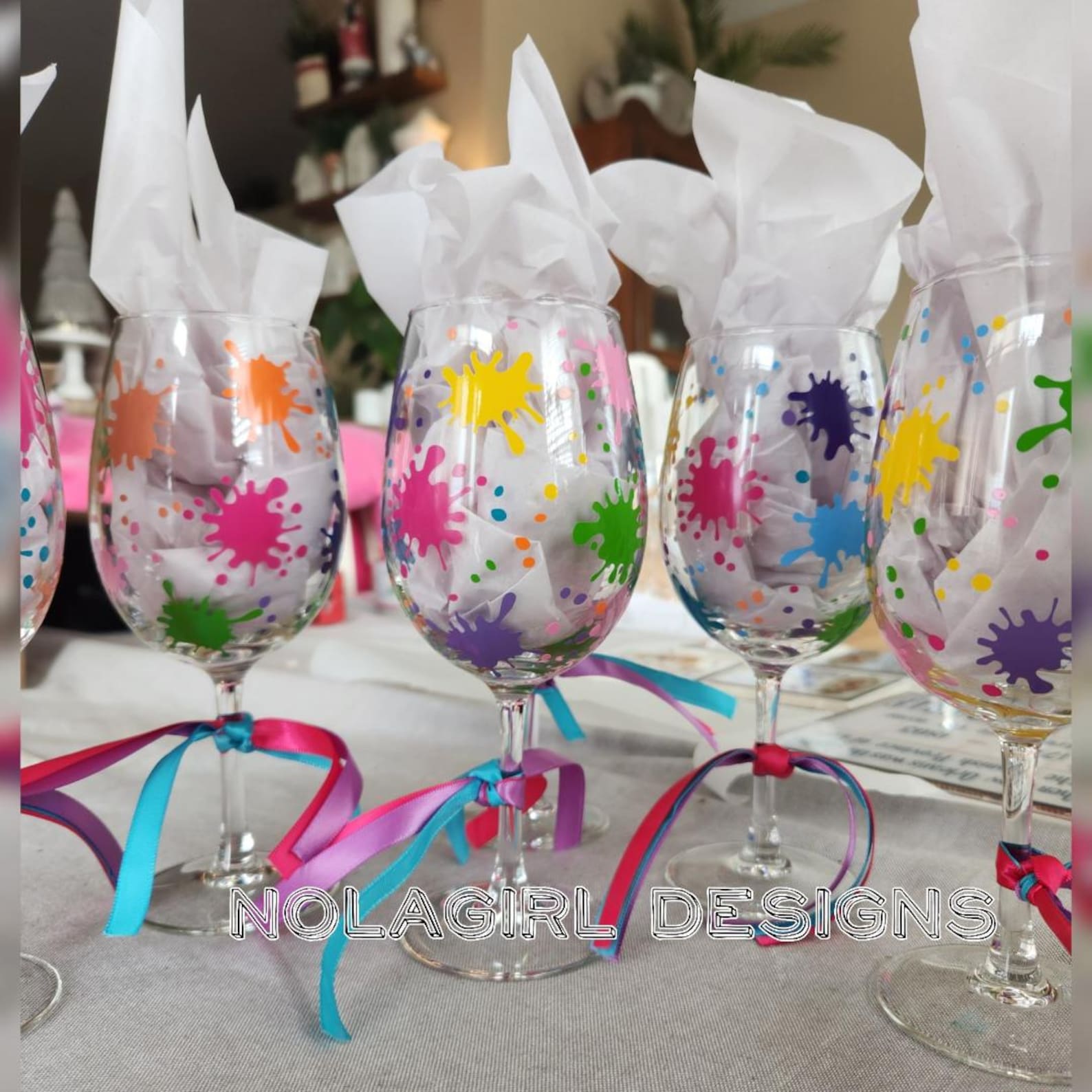 Personalized Paint Splatter Wine Glass: Ladies Night Favors - Etsy