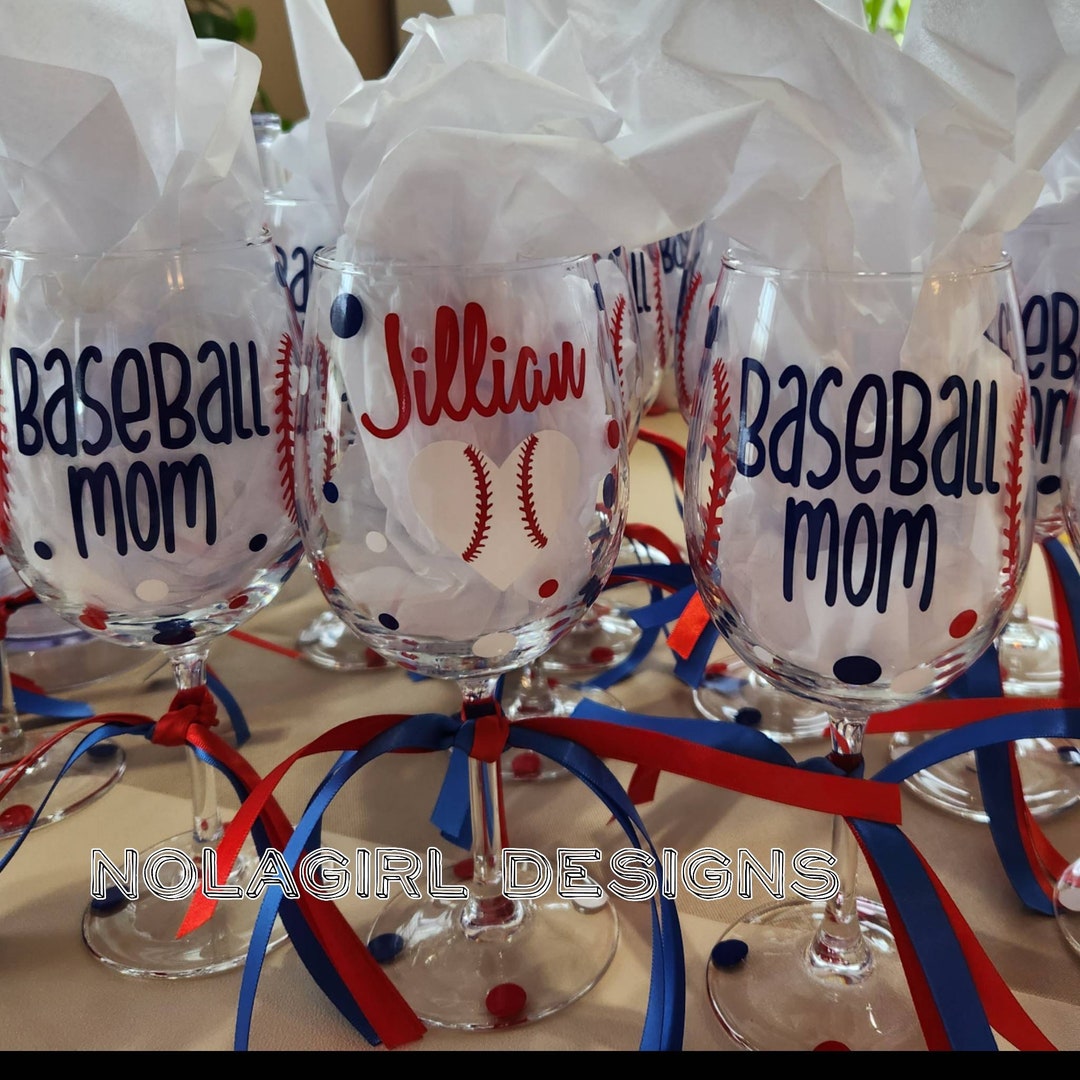 Baseball Mom Wine Glass Mom Squad Mother's Day Gift - Etsy