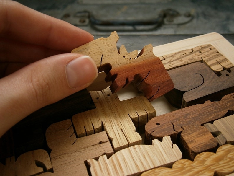 Natural Wood Puzzle Pentomino Wood Grain Edition - Etsy