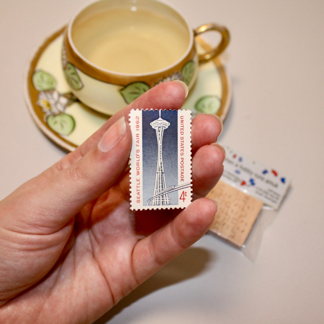 Vintage Seattle Space Needle Postage Stamp Puzzle by Clif Nelson ...