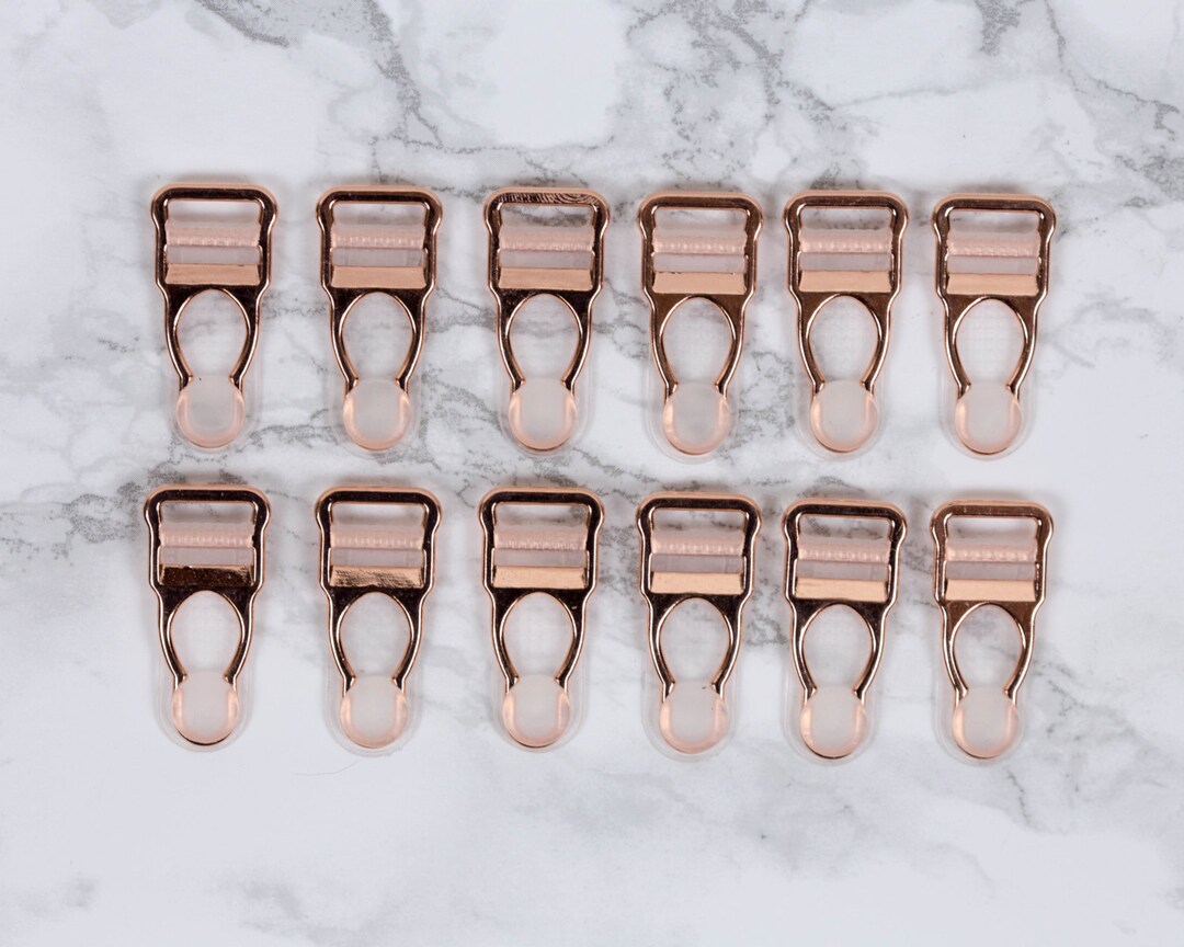 100 Pieces 1/2" Rose Gold Garter / Suspender Clips Set of 100 Lingerie ...