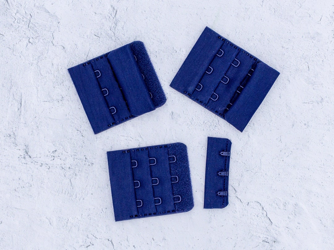 Navy Blue 3 Hook and Eye Bra Closures 1.75" X 2" for Bra Making ...