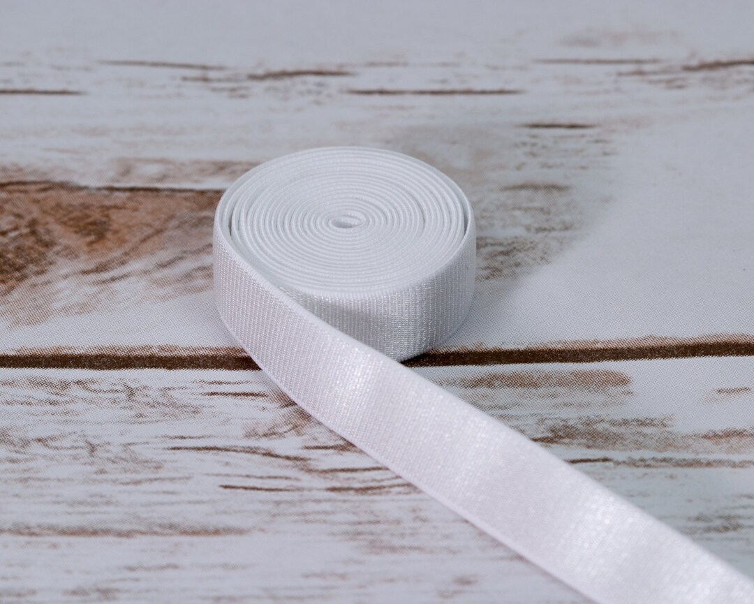 5 Yards White Satin Faced Plush Back Bra Strap Elastic - 5/8" Latex ...