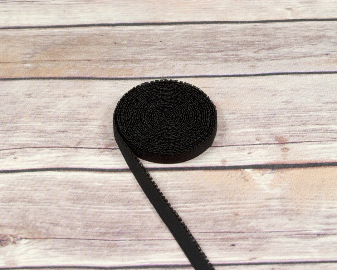 5 Yards 3/8" 10mm Black Picot Elastic Plush Back Finishing Picot ...