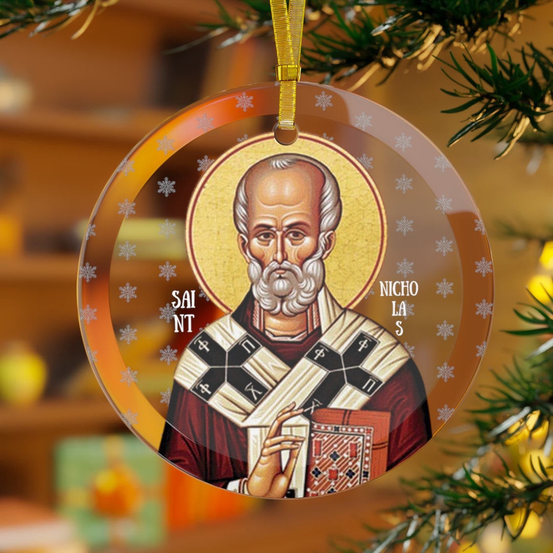 Saint Nicholas Snowflakes Glass Ornament, Orthodox Nativity Ornament ...