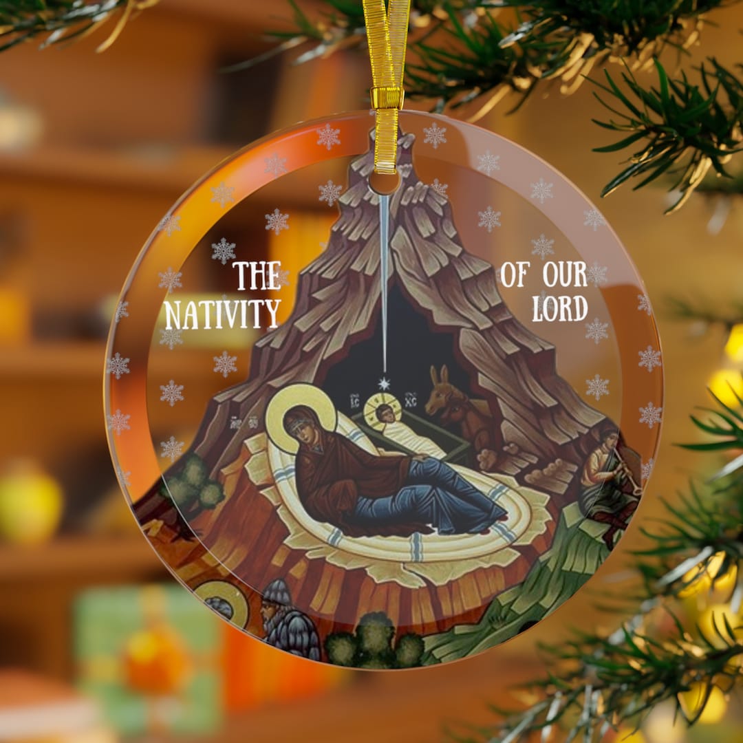 Nativity Snowflakes Glass Ornament, Christ is Born!, Orthodox Nativity ...