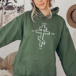 Orthodoxy Cross Hoodie, Father Son Holy Spirit Sweatshirt, Cross Hoodie ...