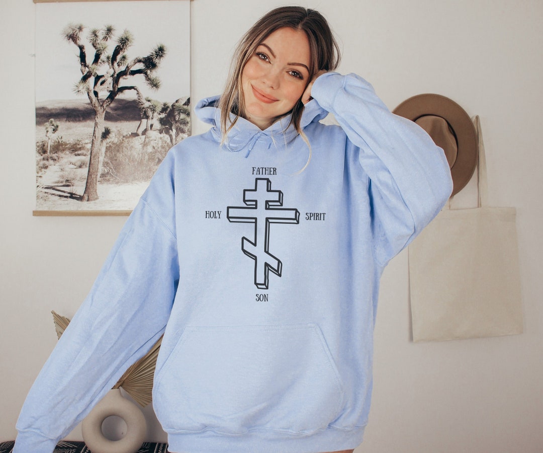 Orthodoxy Cross Hoodie, Father Son Holy Spirit Sweatshirt, Cross Hoodie ...