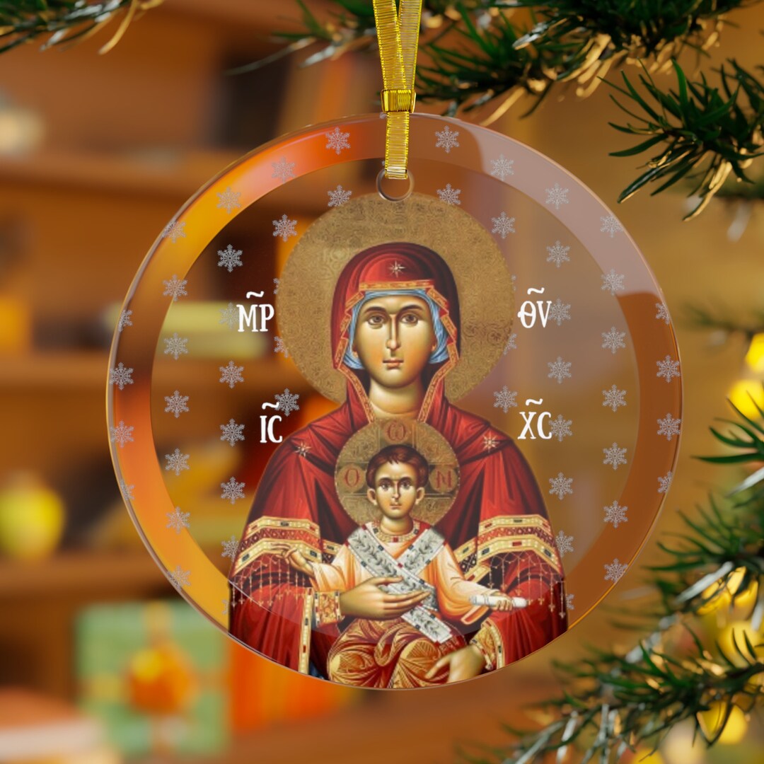 Theotokos Snowflakes Glass Ornament, Orthodox Nativity Ornament ...