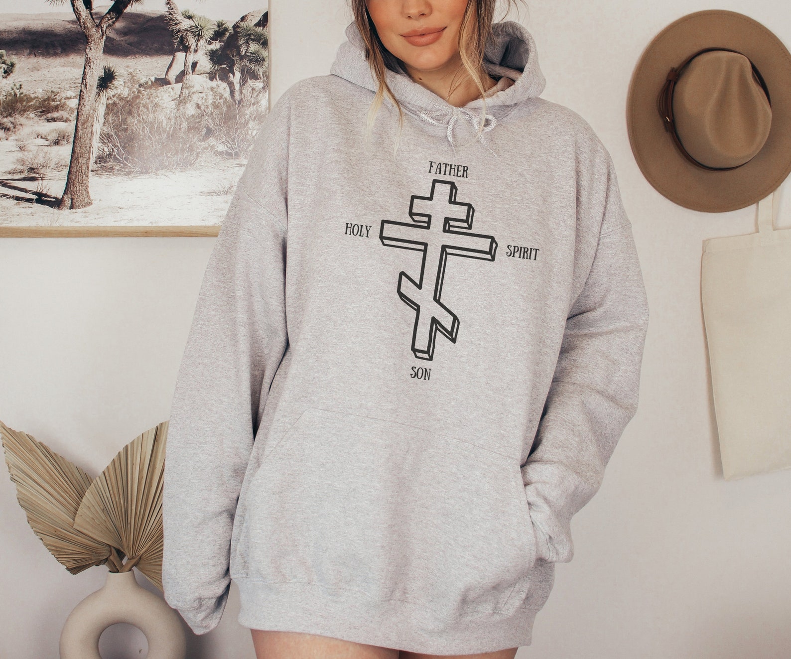 Orthodoxy Cross Hoodie, Father Son Holy Spirit Sweatshirt, Cross Hoodie ...