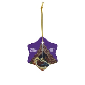 Orthodox Nativity Ceramic Ornament, Purple Christmas Decoration - Etsy