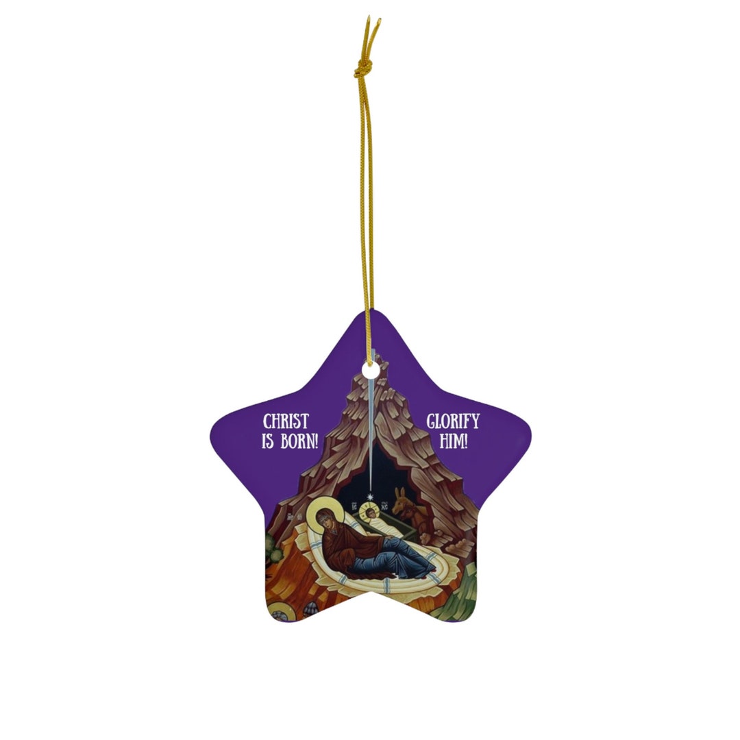 Orthodox Nativity Ceramic Ornament, Purple Christmas Decoration - Etsy