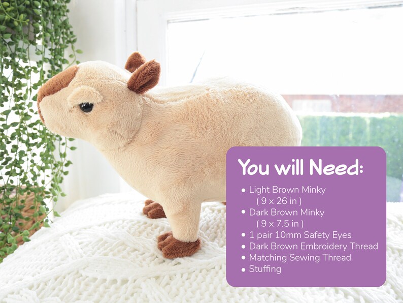 Capybara Stuffed Animal Sewing Pattern PDF Digital Download - Etsy