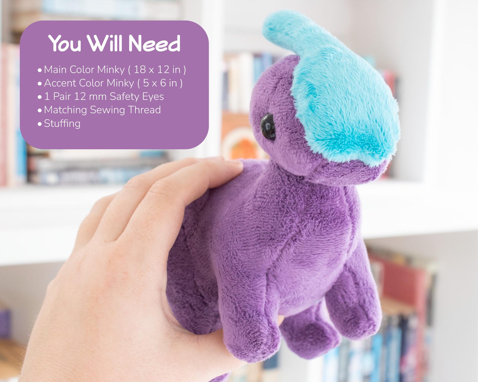 Parasaurolophus Stuffed Animal Sewing Pattern - Parasaur Dinosaur Plush ...