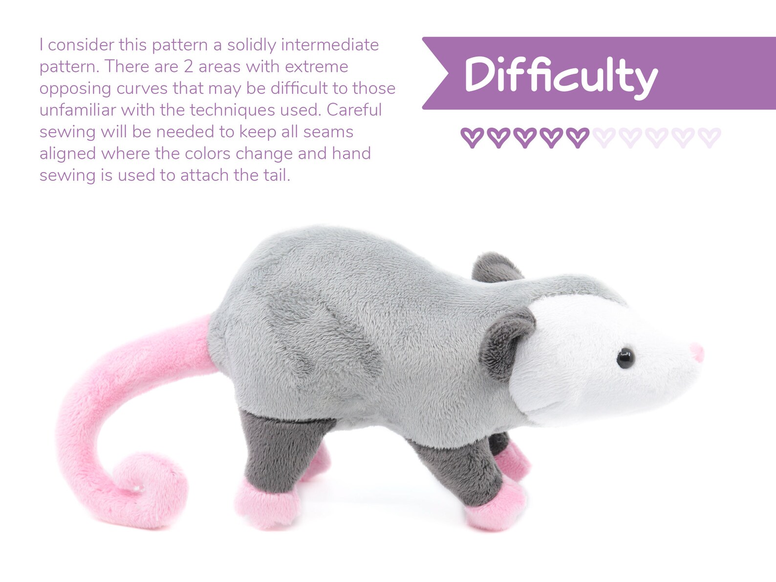 Stuffed Animal Opossum Sewing Pattern PDF Digital Download - Etsy