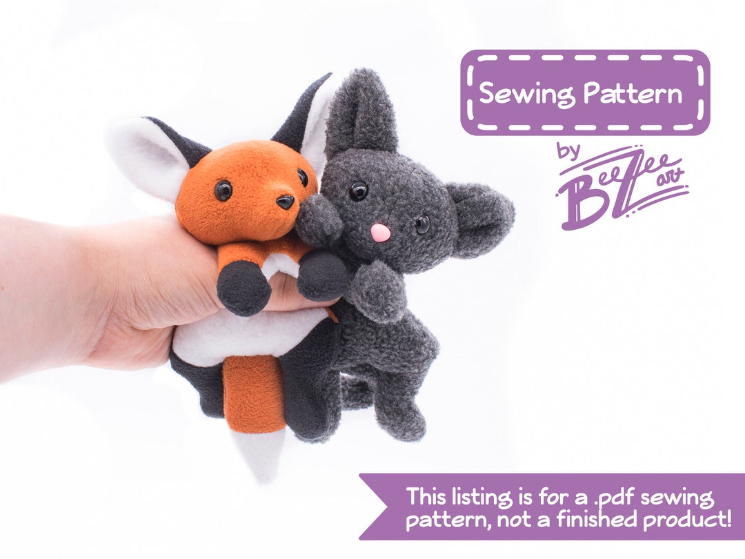 Fox and Cat Stuffed Animal Sewing Pattern PDF Digital - Etsy